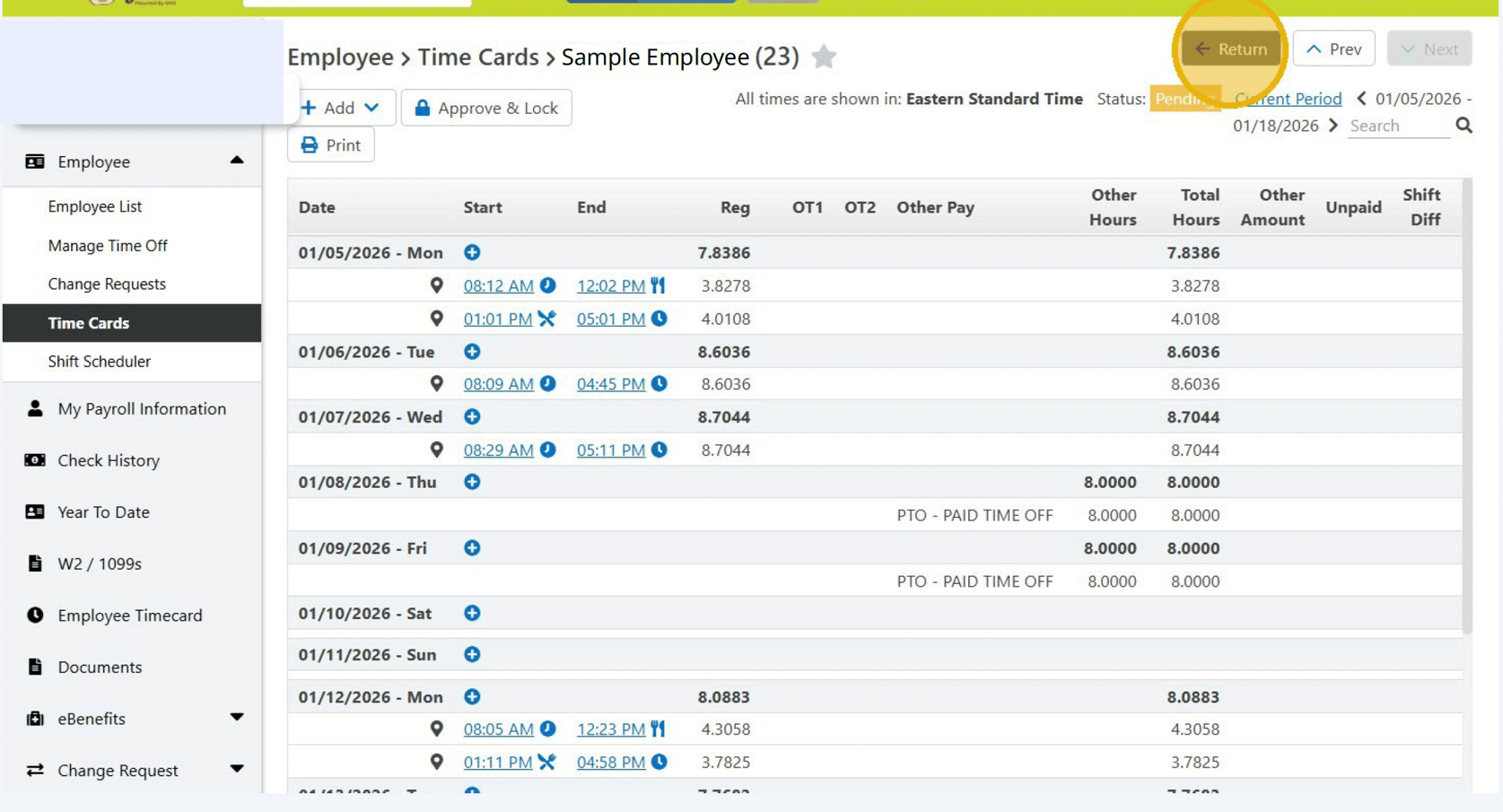 As a Supervisor, how do I approve edits, approve timecards, and lock ...