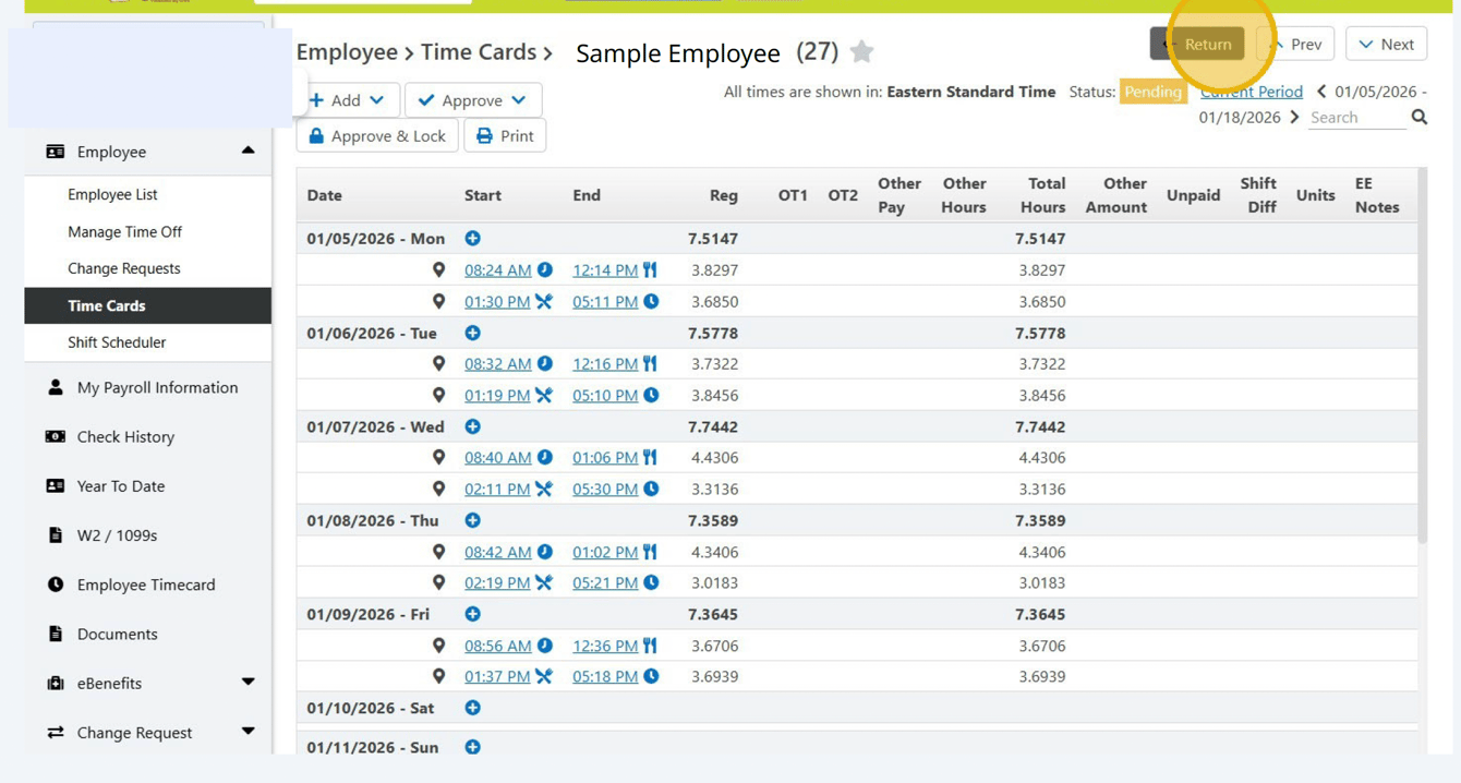 As a Supervisor, how do I approve edits, approve timecards, and lock ...