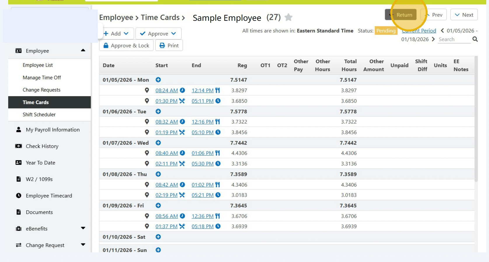 As a Supervisor, how do I approve edits, approve timecards, and lock ...