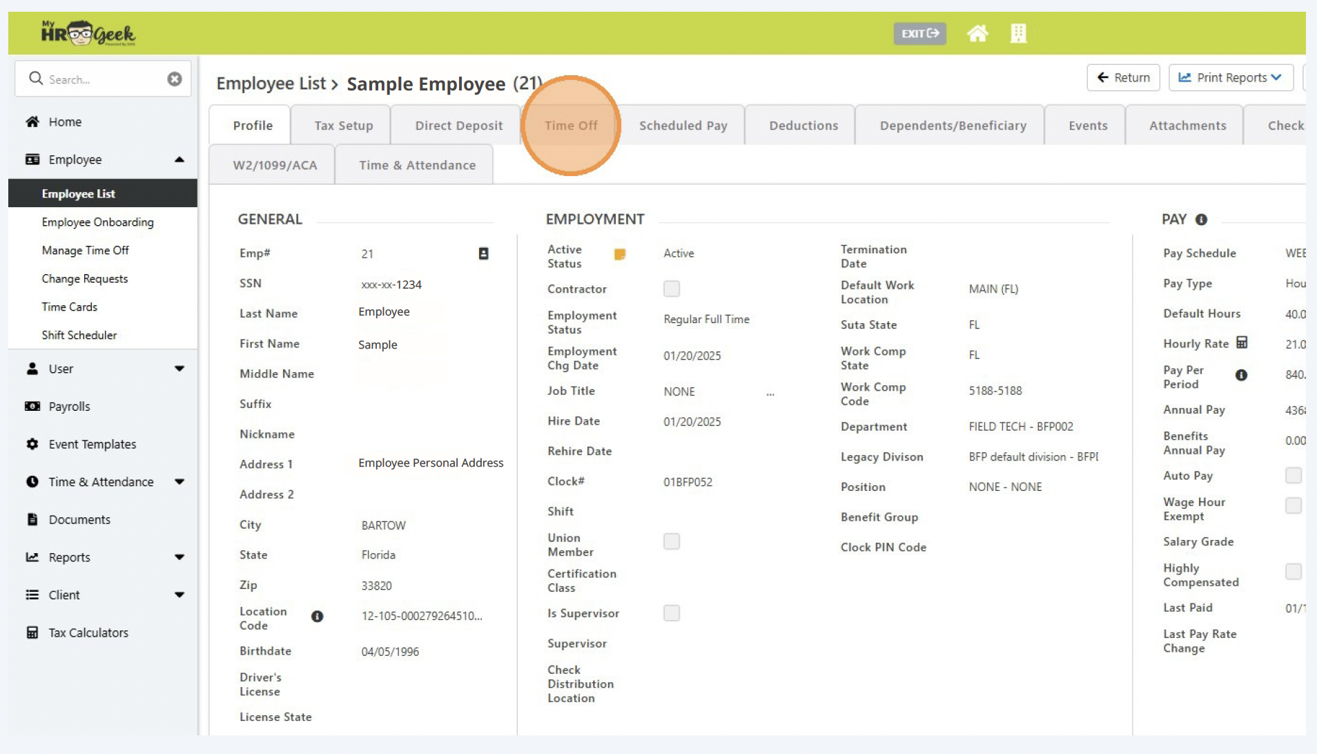 How do I assign an employee to the time clock?