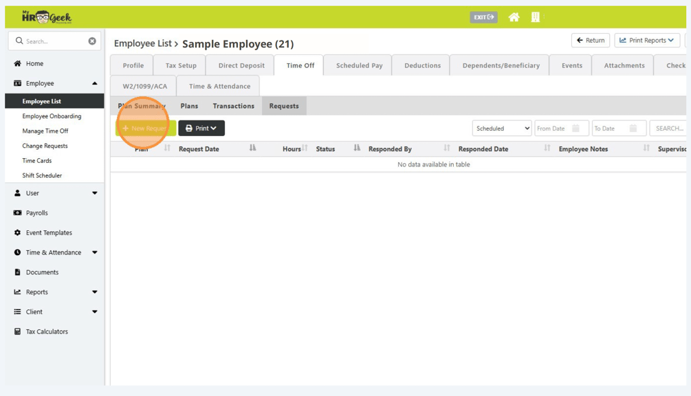 As an employee, how do I manually enter my PTO request?